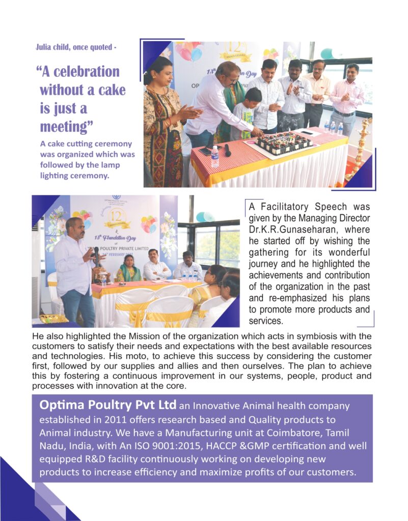 Optima Poultry 13th Foundation Day - SR Publications